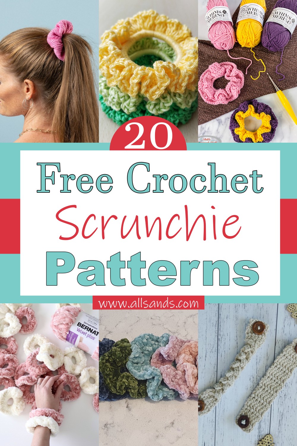 20 Crochet Scrunchie Patterns For Gift Giving - All Sands