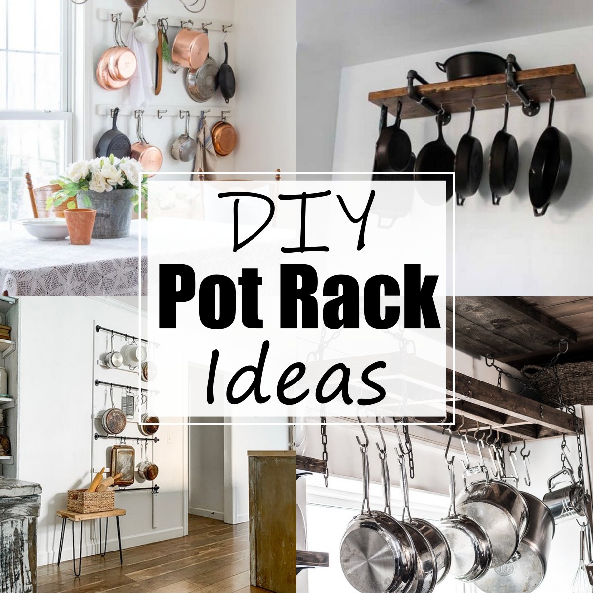 13 DIY Pot Rack Ideas For Kitchen Organiztion - All Sands