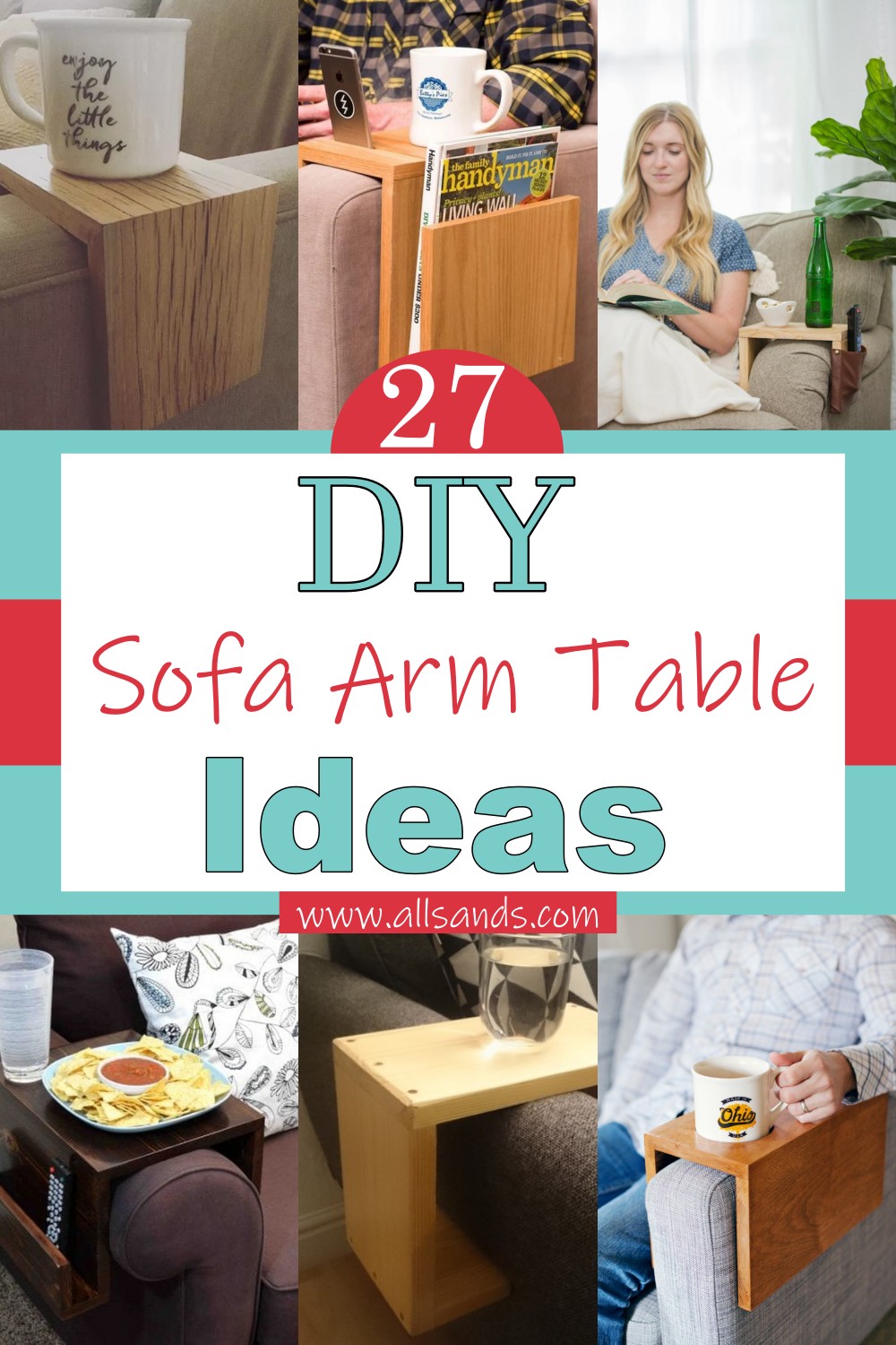 27 DIY Sofa Arm Table Ideas For Living Room - All Sands