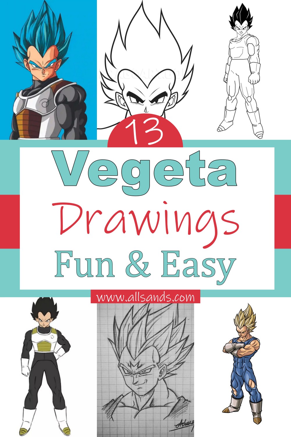 13 Easy Vegeta Drawings With Guide - All Sands